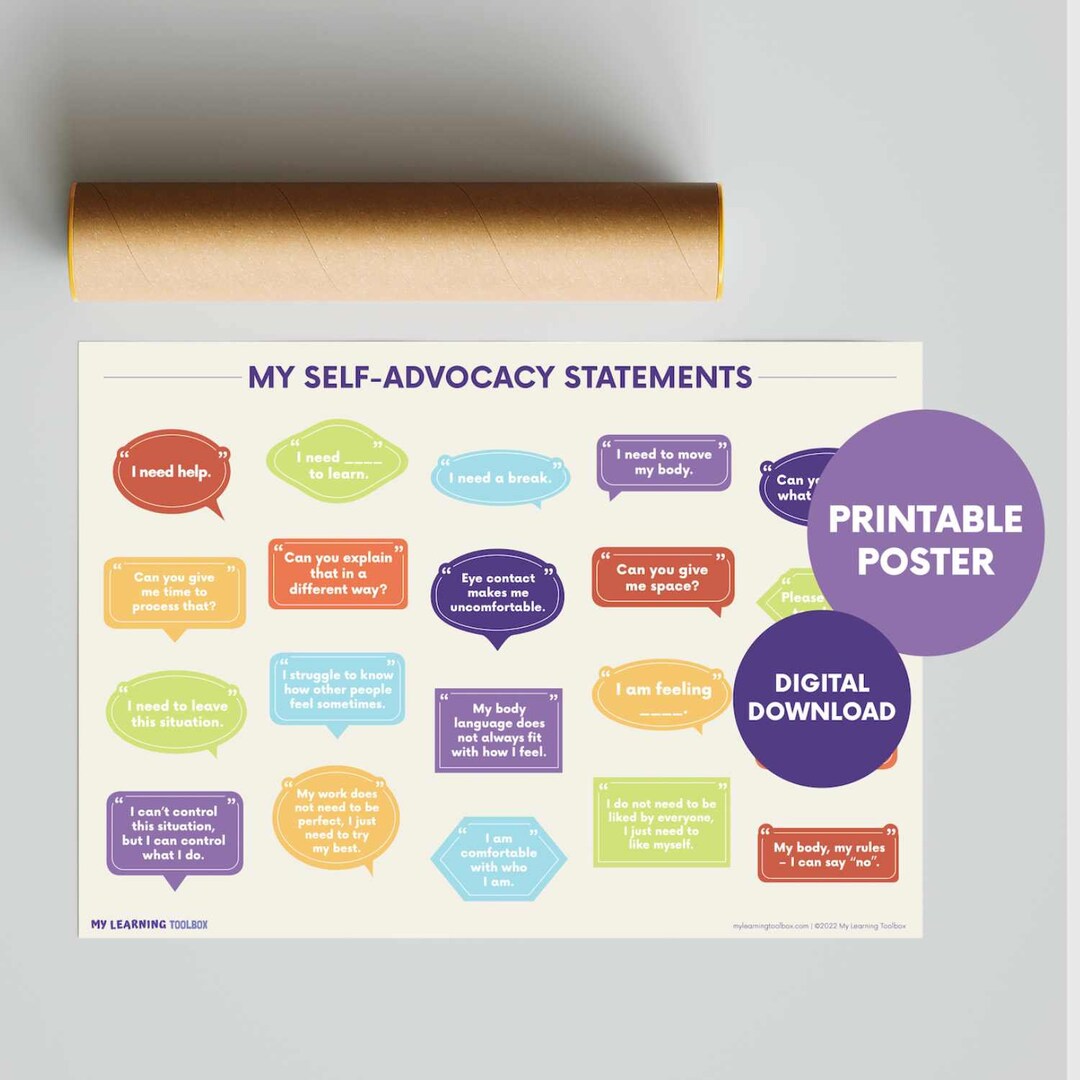 My Self-advocacy Statements Poster | Social and Emotional Learning - Etsy