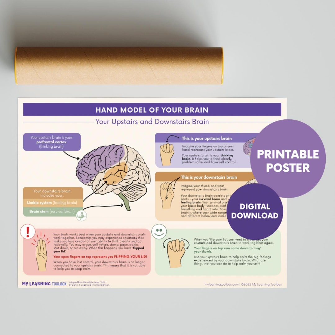 Hand Model of Your Brain Poster printable Brain Poster - Etsy