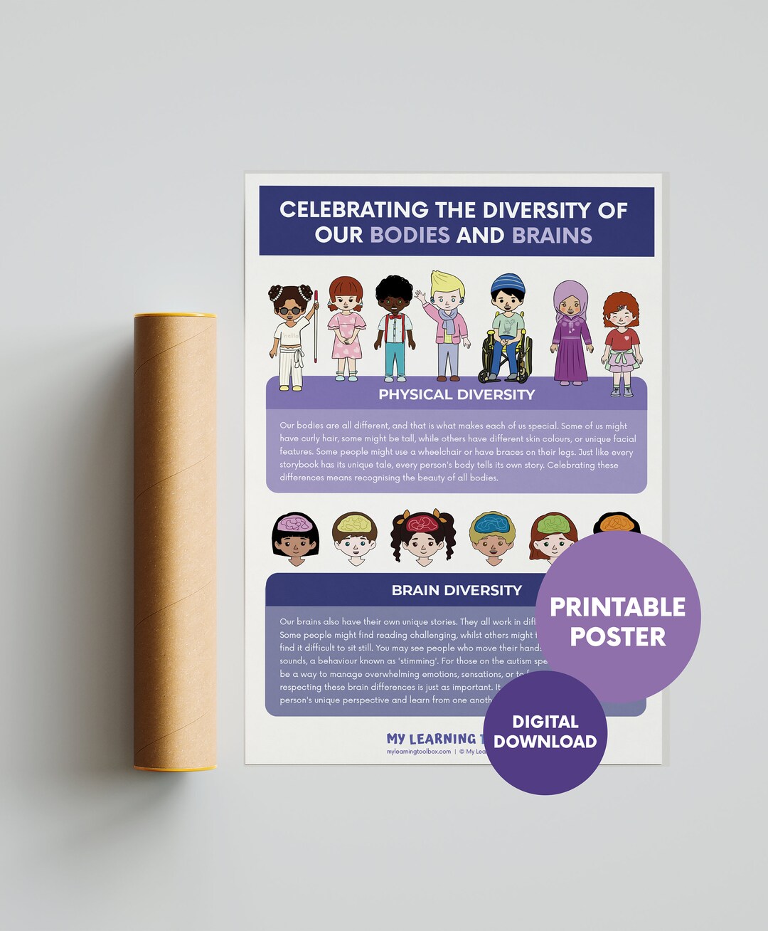Diversity of Body and Brains Poster printable Social and Emotional ...