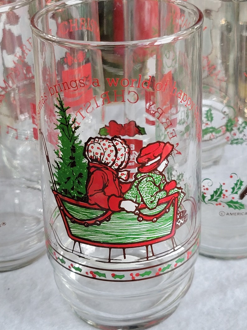Vintage Holly Hobbie Coca Cola Christmas Glasses Your Choice Etsy