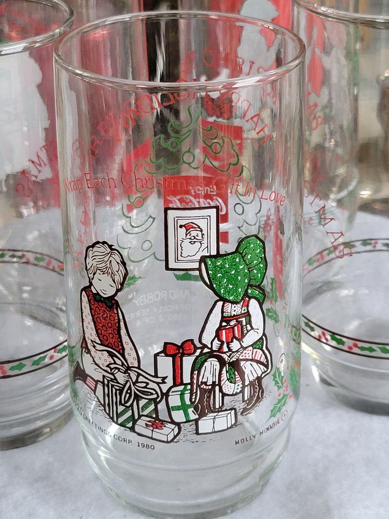 Vintage Holly Hobbie Coca Cola Christmas Glasses Your Choice Etsy