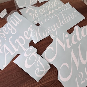 Mirror Writing - Custom Vinyl Decals - Wedding, Engagement , Birthday ...