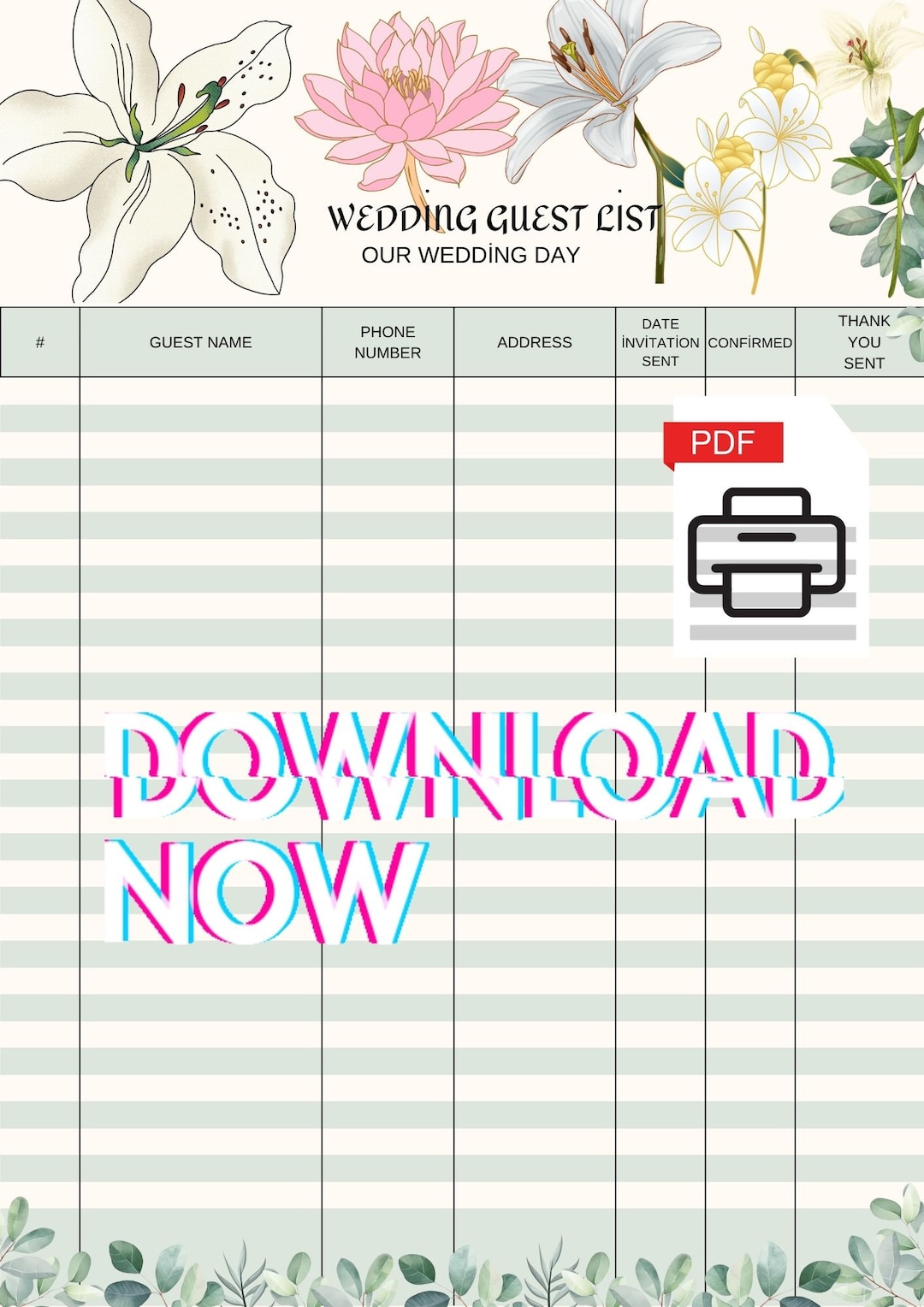 Digital Wedding Guest List - Wedding Timeline - Guest Tracker - Wedding ...