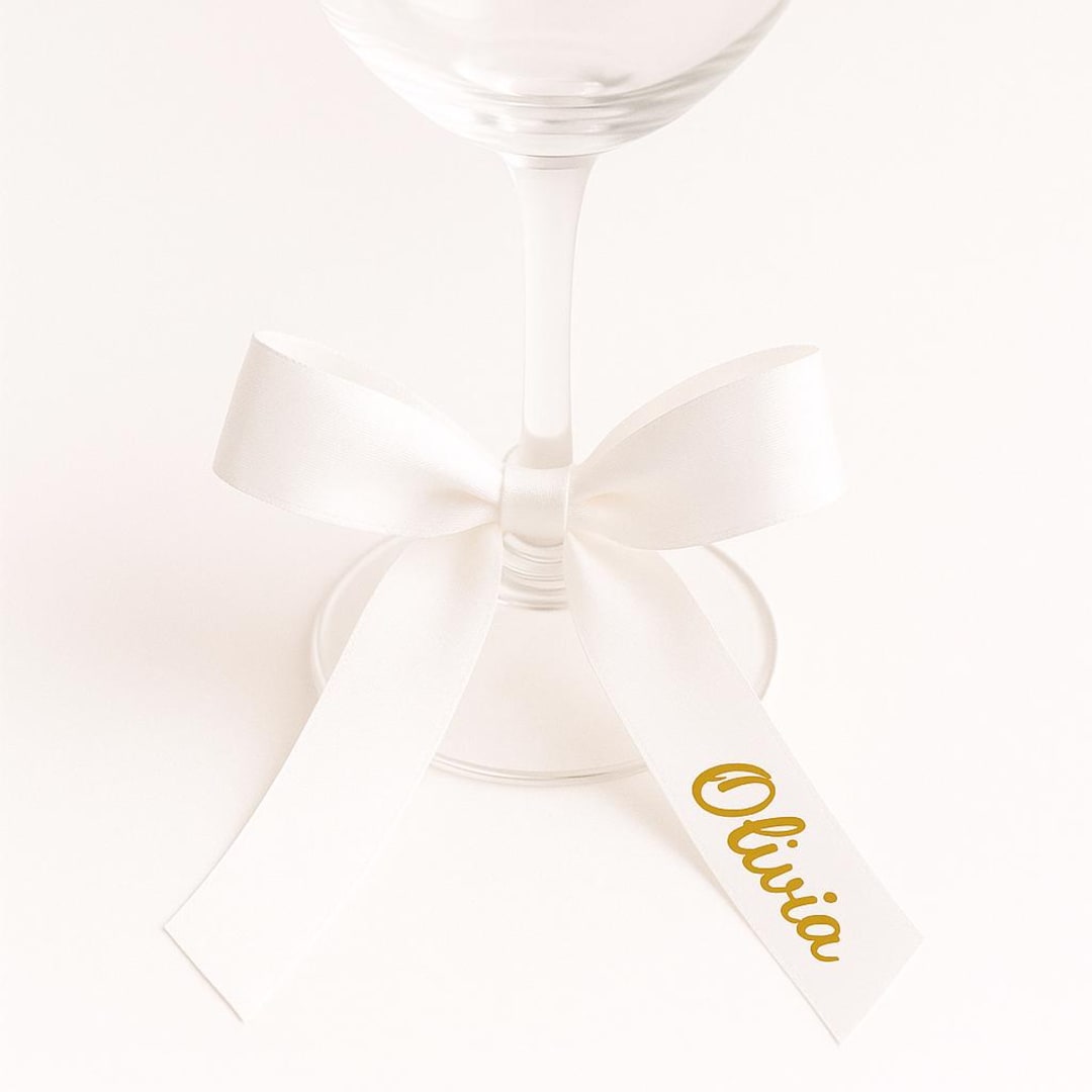 Personalized Satin Ribbon Name Tags for Glasses, Custom Wedding Wine ...