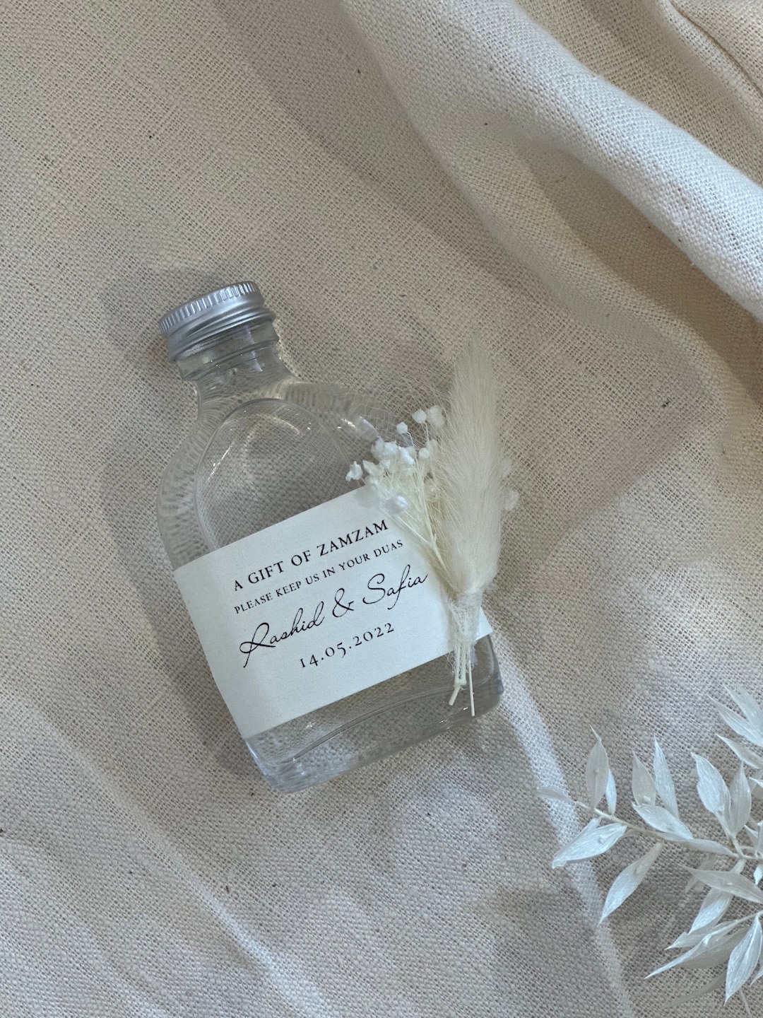 Personalised Islamic Nikkah, Baraat, Wedding Favour Zamzam Bottle ...