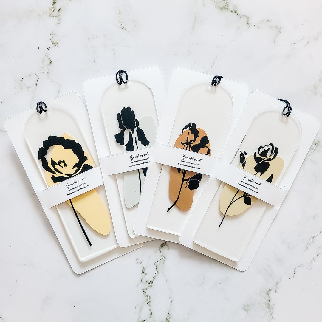 Minimalist Acrylic Bookmark Set: Floral Reader Gift - Etsy