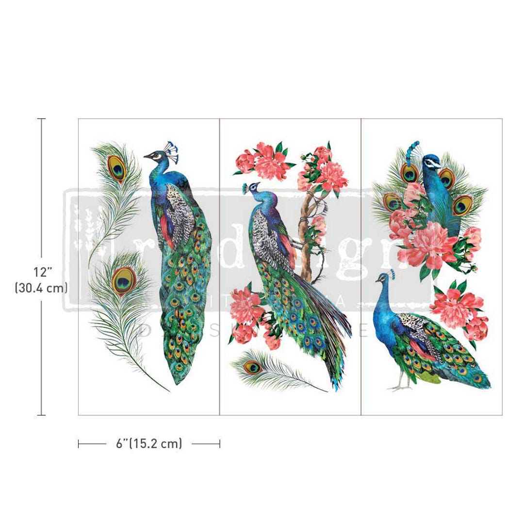 Re-design With Prima, Small Rub-on Transfers, Royal Peacock, 3 Sheets ...