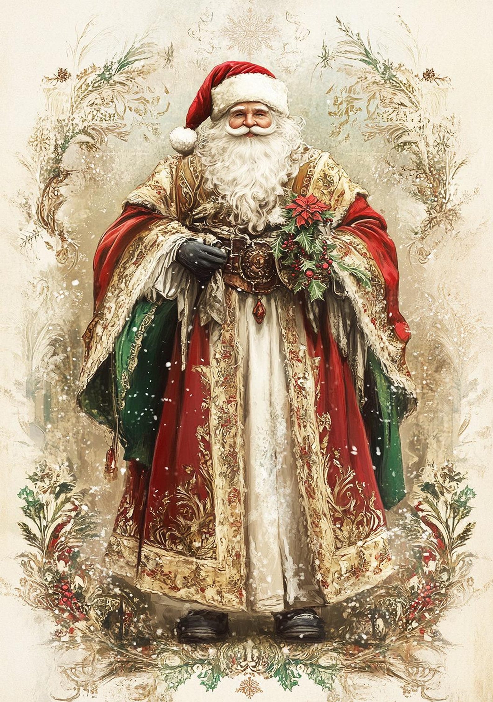 Reba Rose Rice Paper for Decoupage, Mixed Media, Nostalgic Santa Claus ...