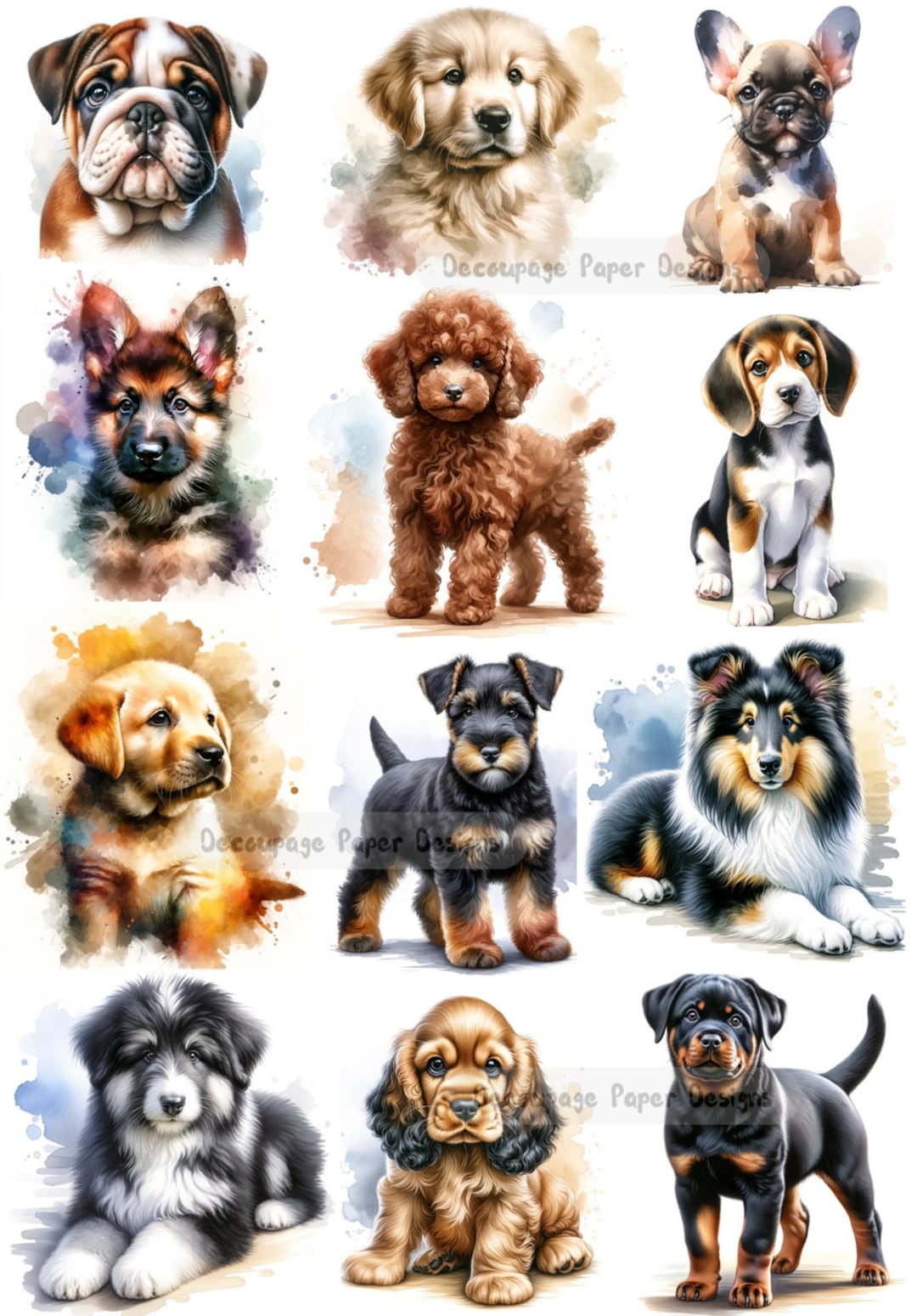 Decoupage Paper Design, Rice Paper, Precious Puppies, Dogs, Rounds ...