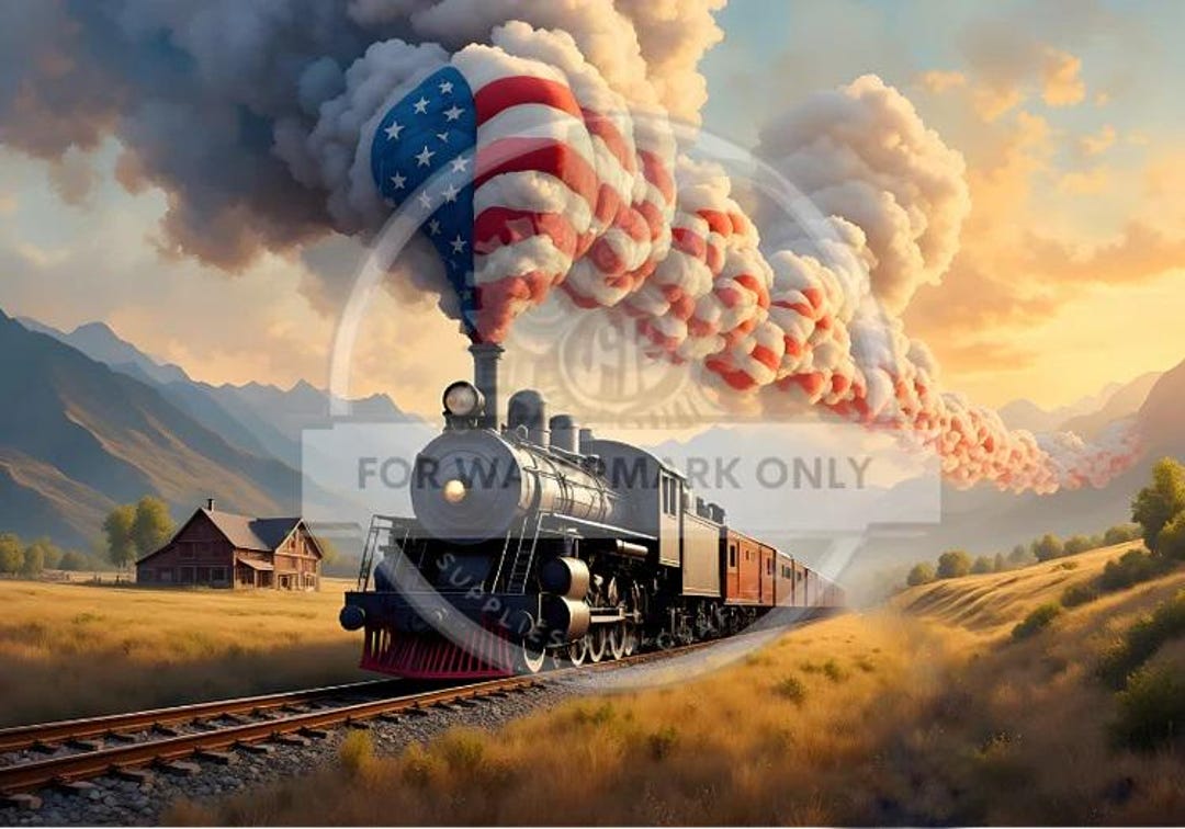 Decoupage Central, American Steam, Train, Landscape, Locomotive ...