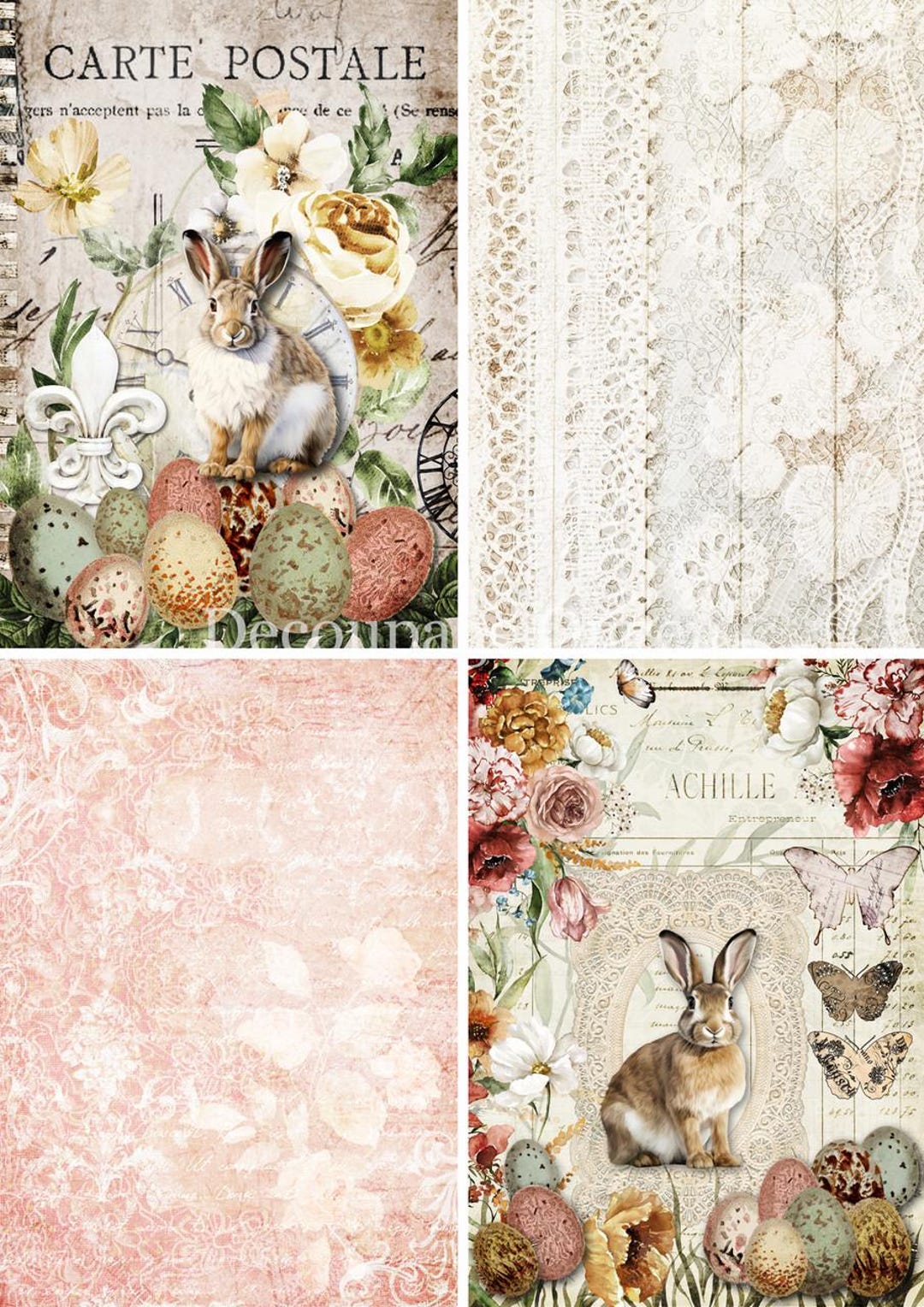 Decoupage Queen Rice Paper, 2025 Spring, Easter, Vintage Style, Bunnies ...