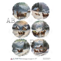 A4 AB DF 2479 Christmas Tree Winter Scene With Church Decopauge Rice ...