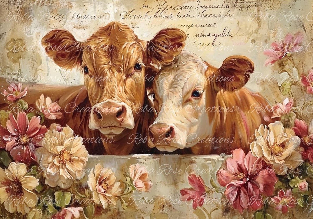 Reba Rose Creations, Rice Paper for Decoupage, Mixed Media, Cows ...