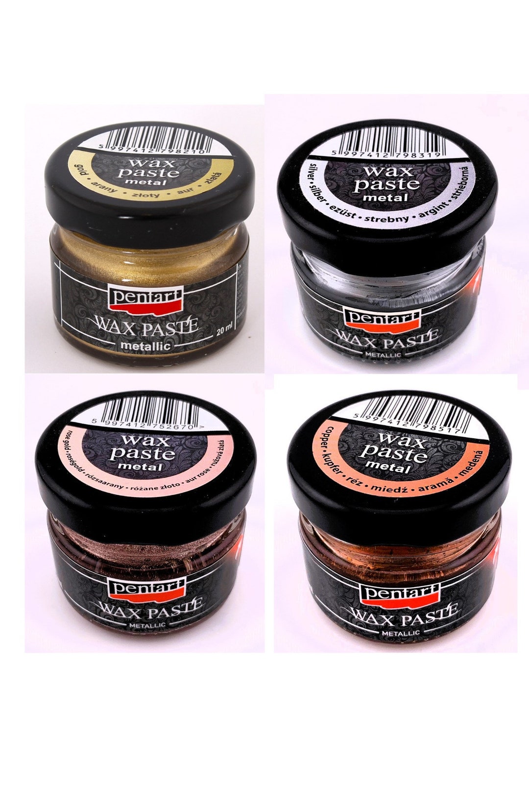 Pentart, Wax Paste, Metallic, Metal, 20 Ml, Silver, Copper, Rose Gold ...