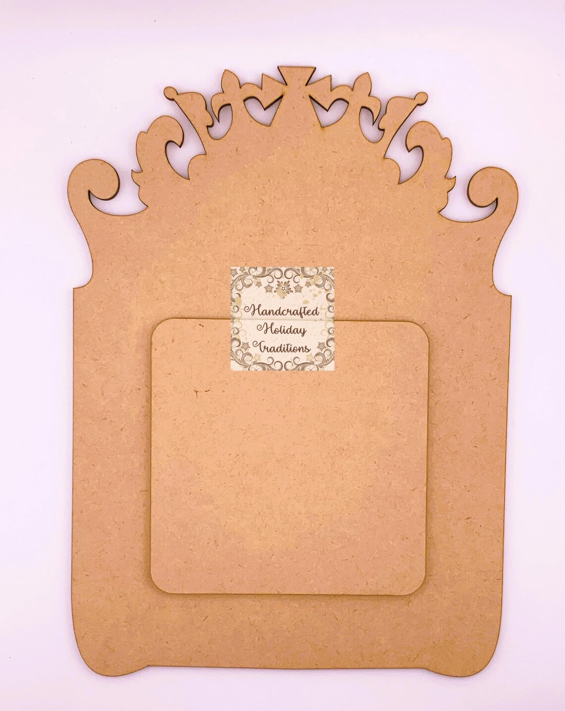 Laser Cut MDF Crown Plaque Blank With Overlay Square for Decoupage ...