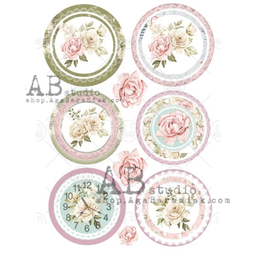AB Studio, Rice Paper, Shabby Chic Ros Rounds Rice Paper A4 No. 0529 ...