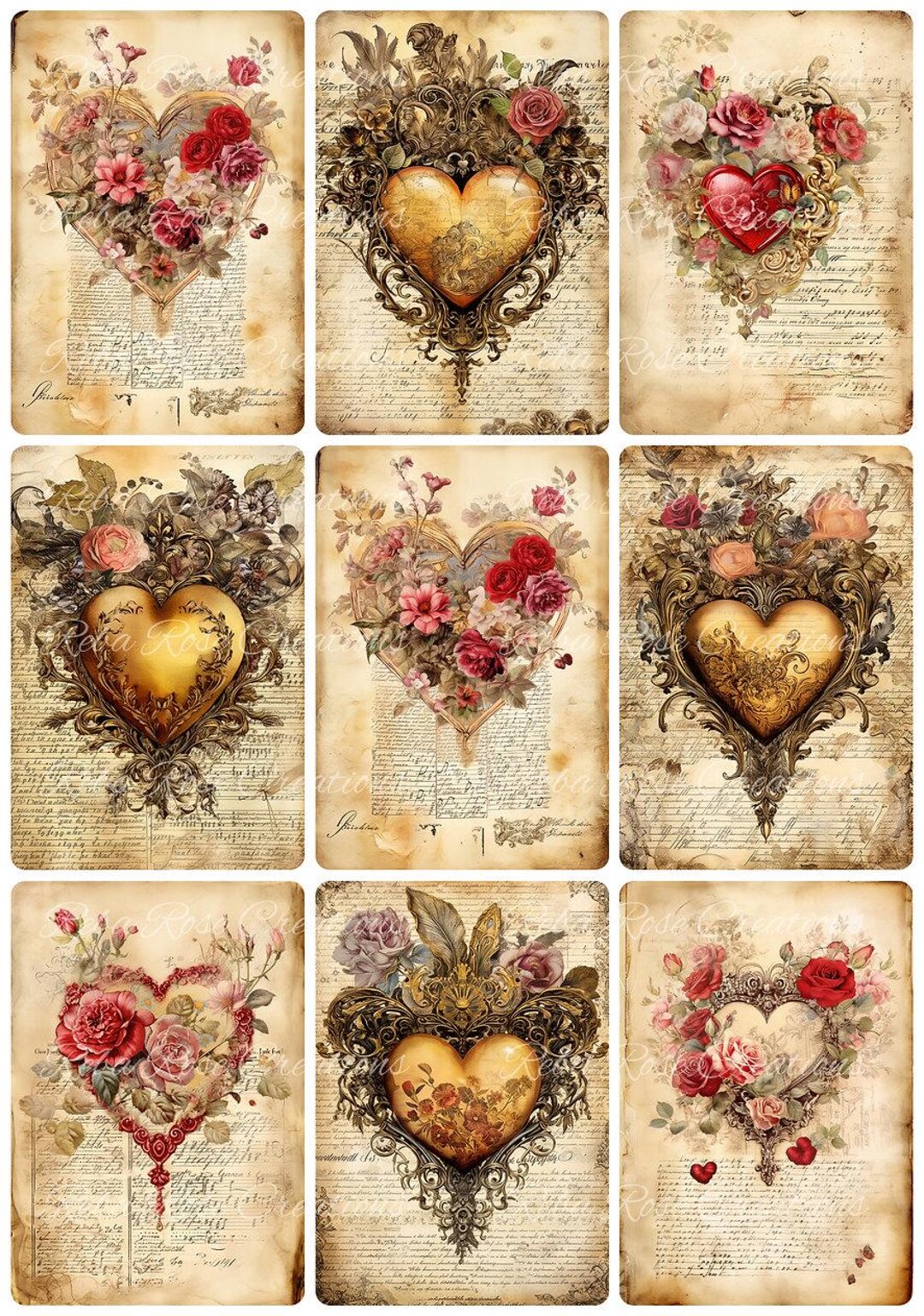 Reba Rose Rice Paper for Decoupage, Mixed Media, Ornate, Valentine ...
