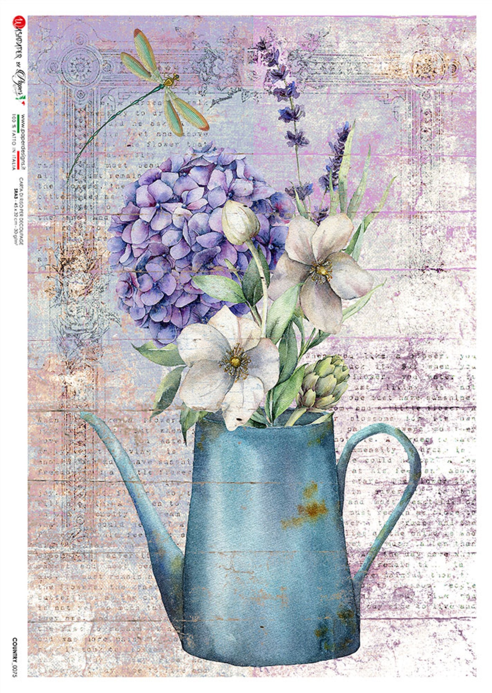 Paper Designs Purple Flowers in a Vase Country 0075-A4 Size: - Etsy