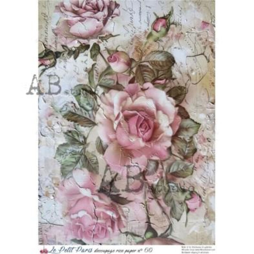 AB Studio, La Petit Paris, Rice Paper, Vintage Style, Pink Ros, Shabby ...