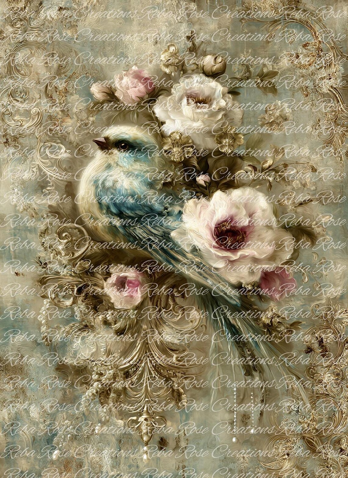 Reba Rose Creations, Rice Paper for Decoupage, Mixed Media, Frosty Blue ...