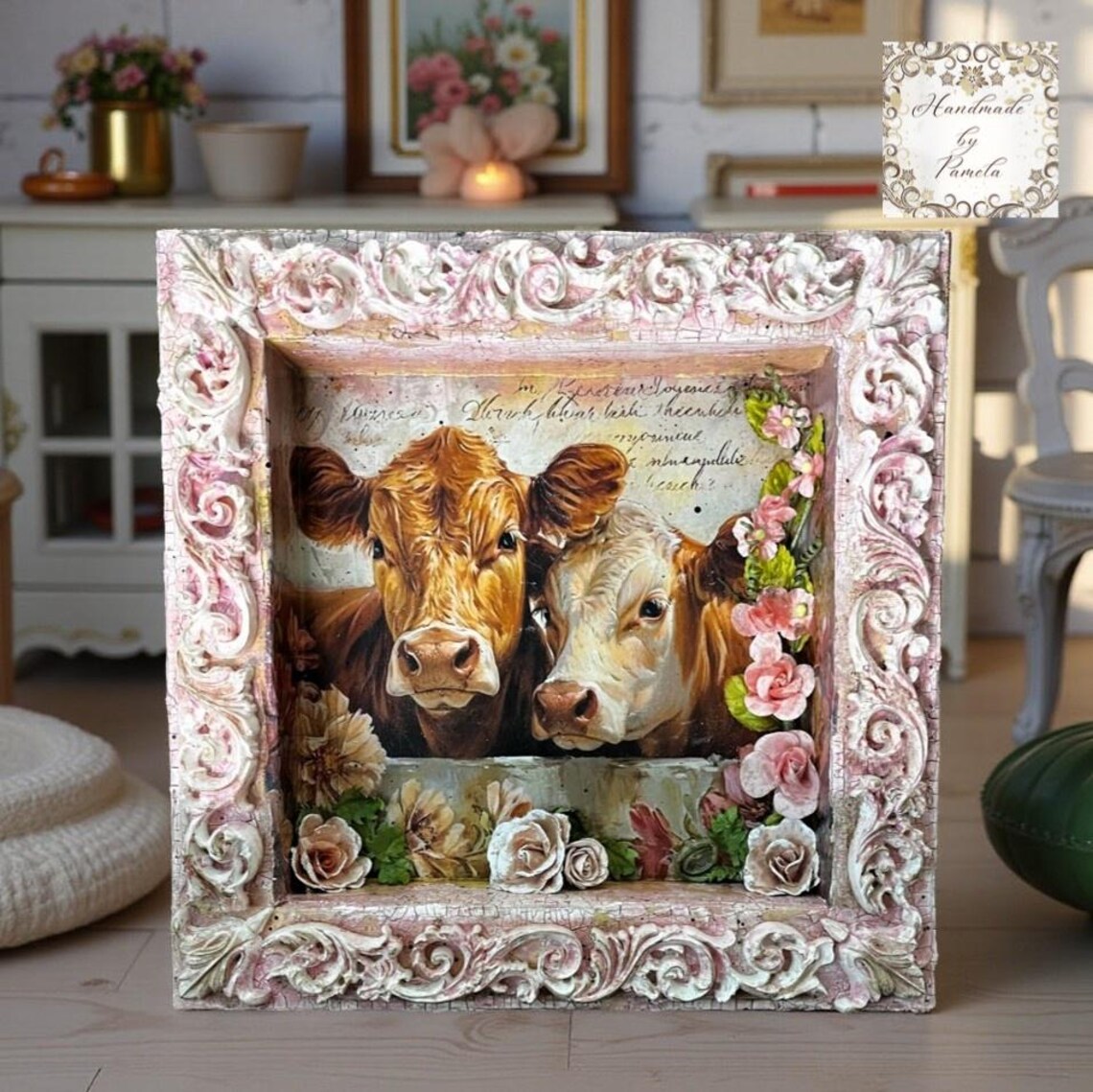 Reba Rose Rice Paper for Decoupage, Mixed Media, Cows, Country, Roses ...