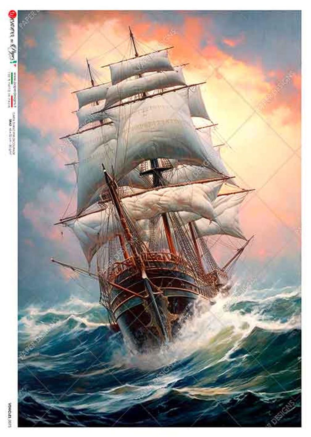 Paper Designs Rice Paper, Adventure on High Seas, Ship, Vintage ...