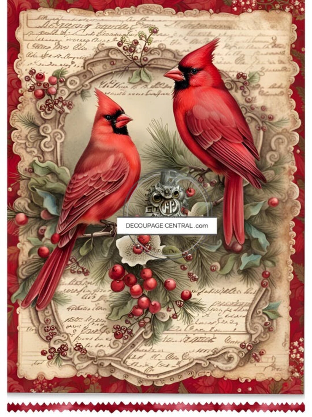 Decoupage Central, Holiday, Cardinals, Christmas, Vintage Style, Shabby ...