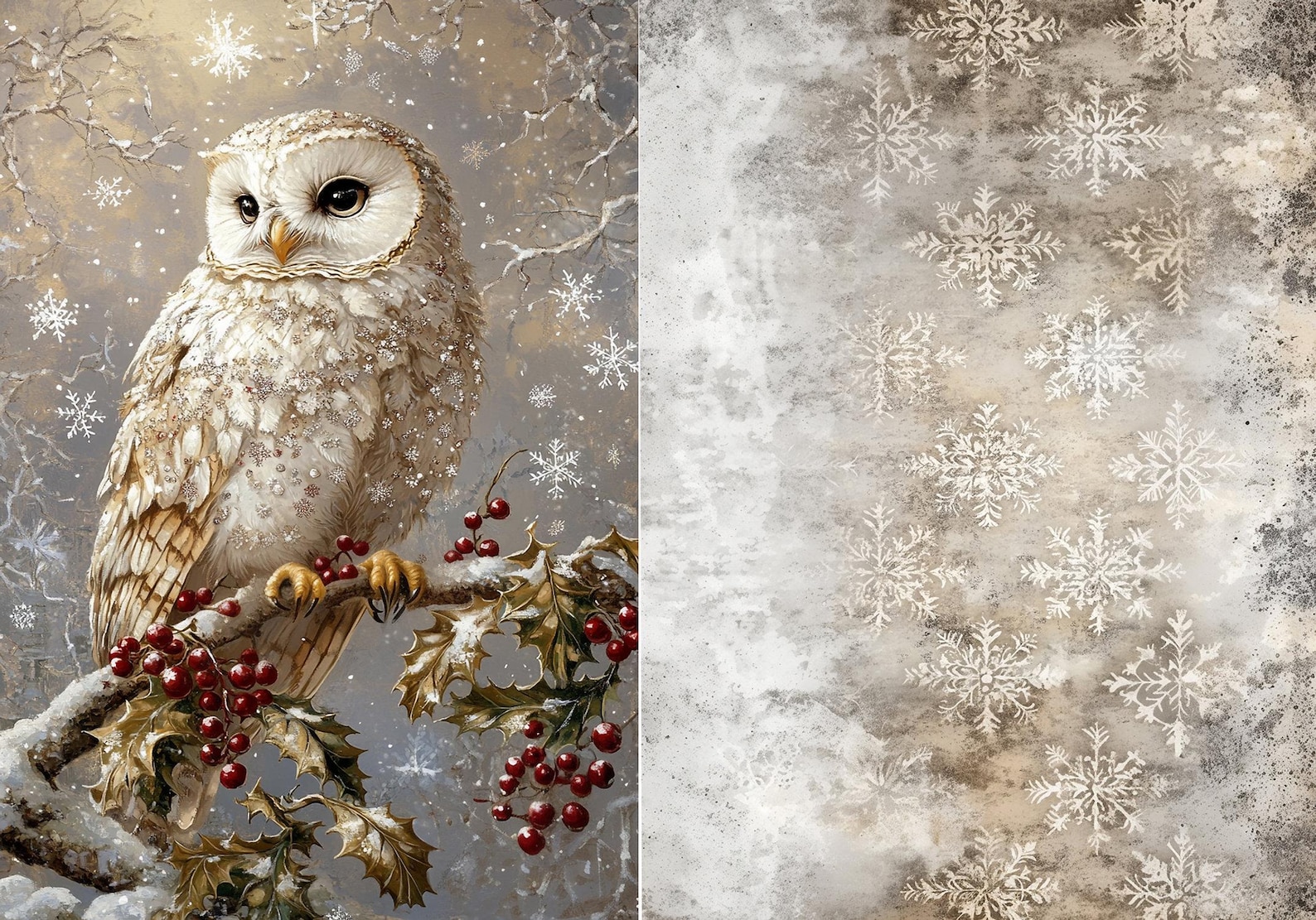 Reba Rose Creations Rice Paper for Decoupage | Winter White Owl ...