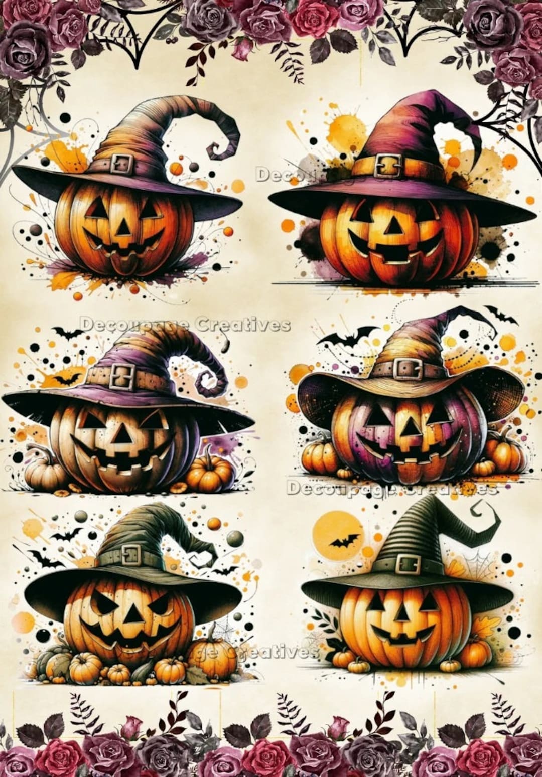 Decoupage Creatives, Rice Paper, Halloween, Pumpkins, Jack-o-lanterns ...