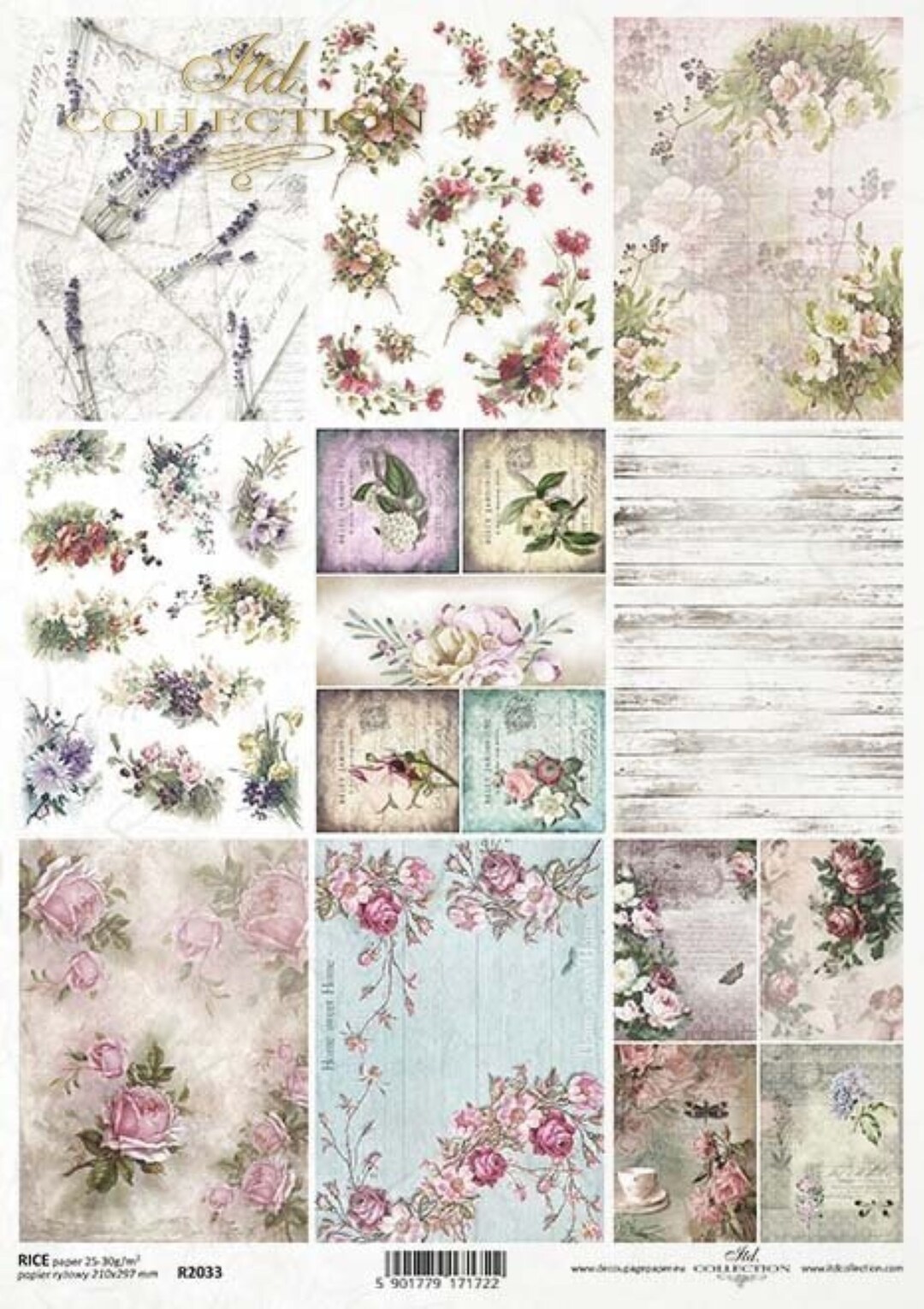 ITD Collection Rice Paper for Decoupage R2033 Size A4 210x297 Mm, 8 ...