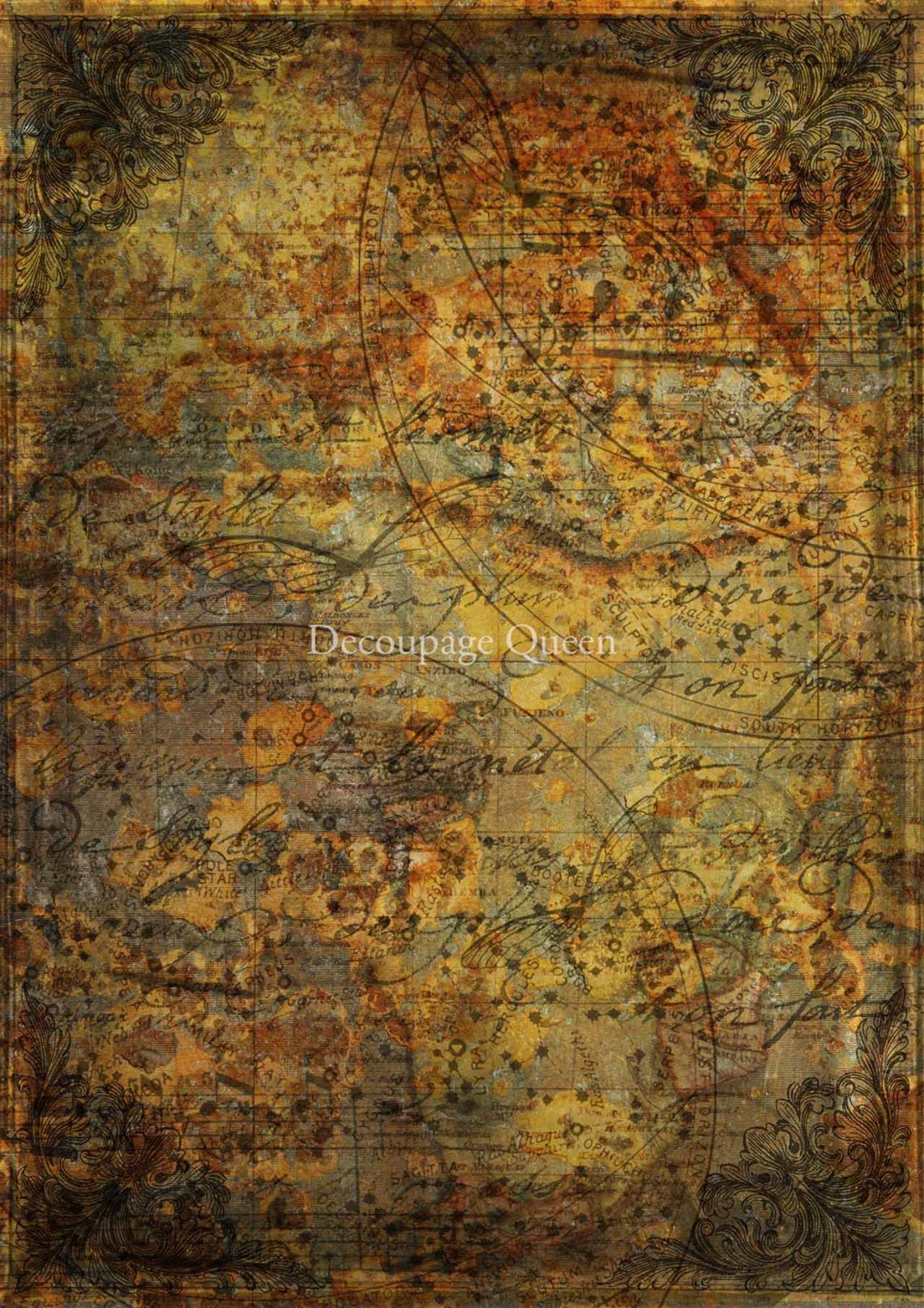Decoupage Queen, Hobbilicious, Celestial Grunge, Amber, Size A4,, Rice ...
