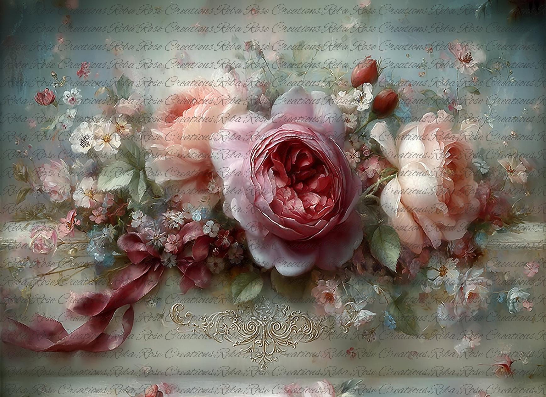 Reba Rose Creations, Rice Paper, Decoupage, Mixed Media, Roses, Pink ...