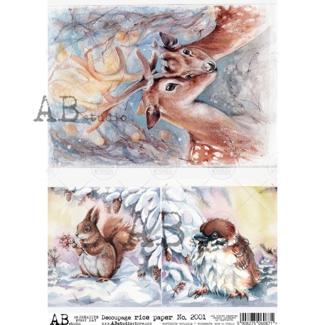 AB Studio Christmas, Blue, Christmas, Deer, Squirrel, Bird, Winter ...