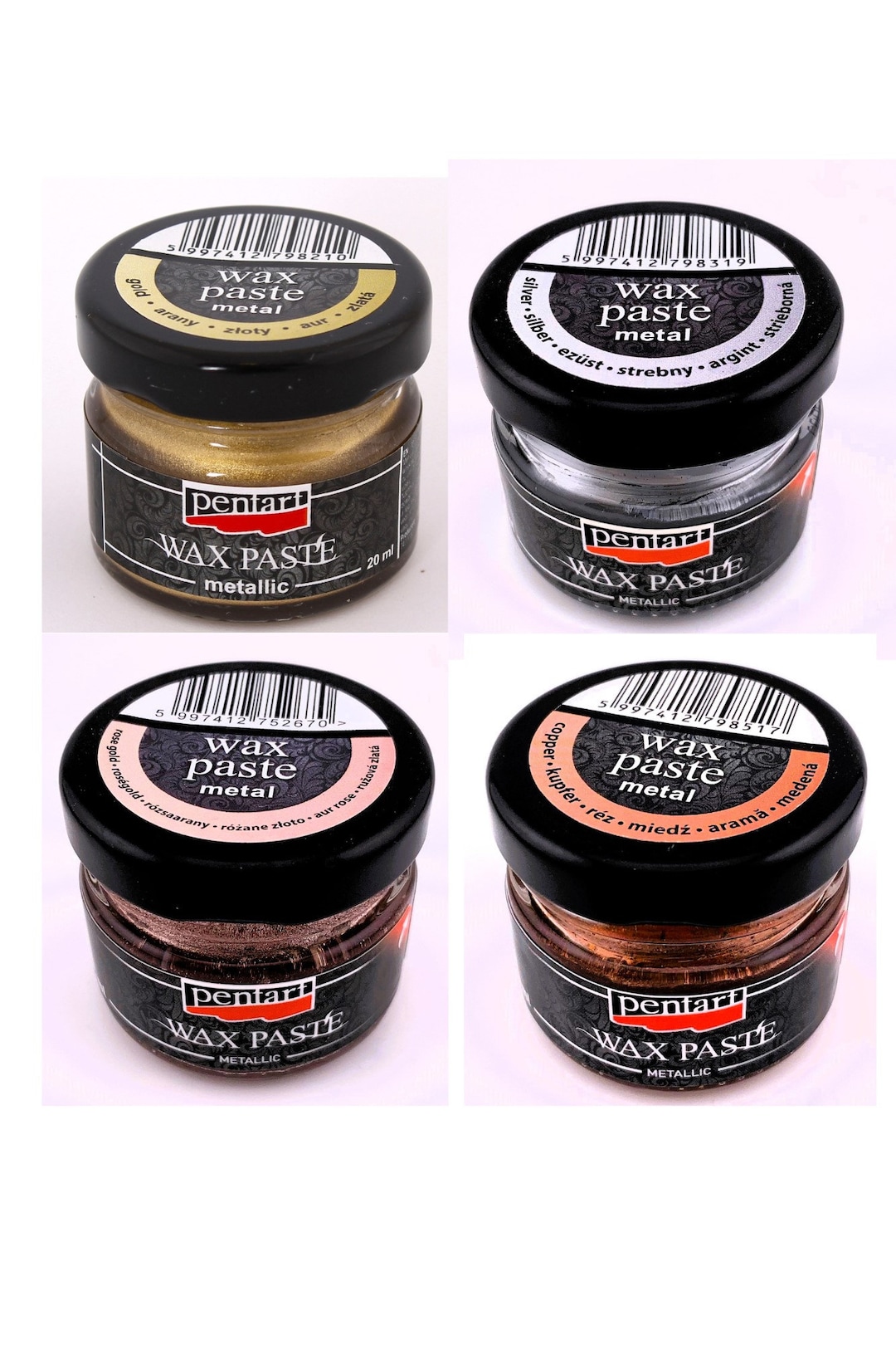 Pentart, Wax Paste, Metallic, Metal, 20 Ml, Silver, Copper, Rose Gold ...