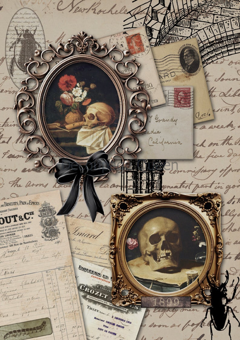 Decoupage Queen, Rice Paper, 2024 Fall Release, Vintage, Gothic, Skull ...