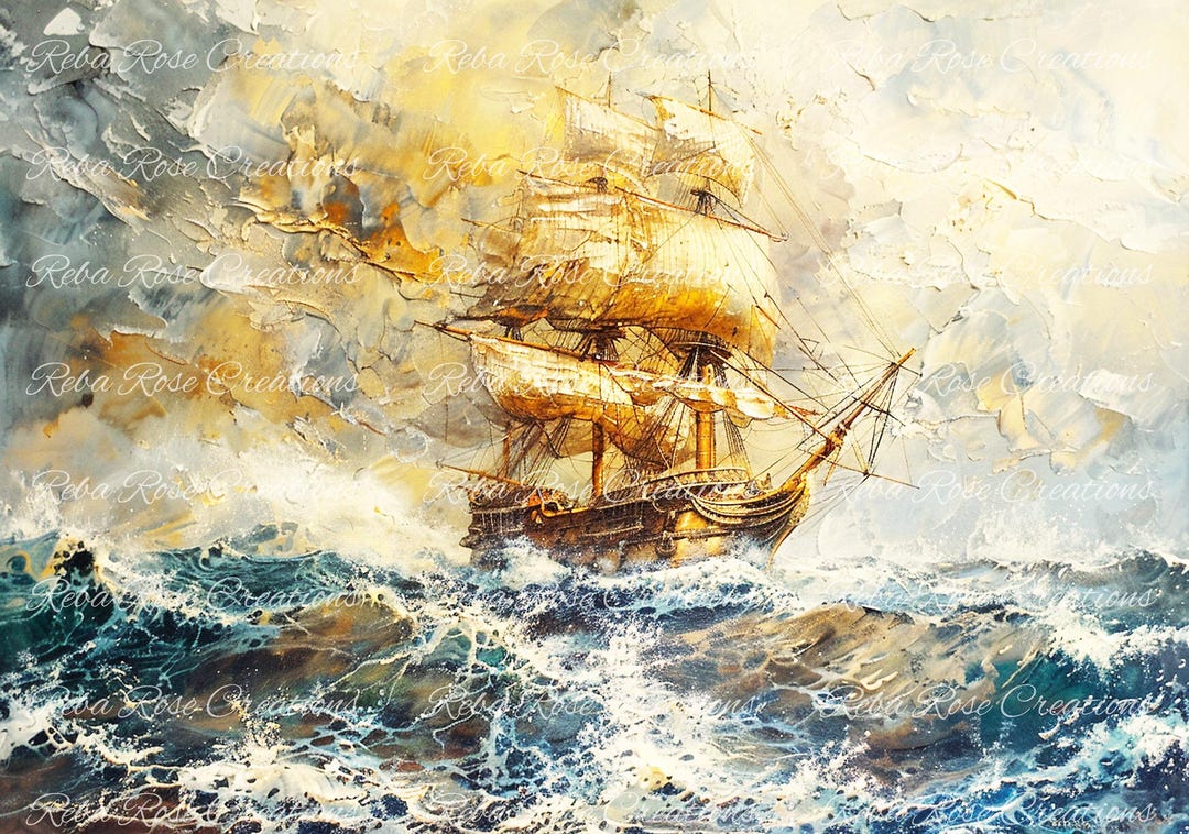 Reba Rose Rice Paper for Decoupage, Mixed Media, Pirate Ship, Sea ...