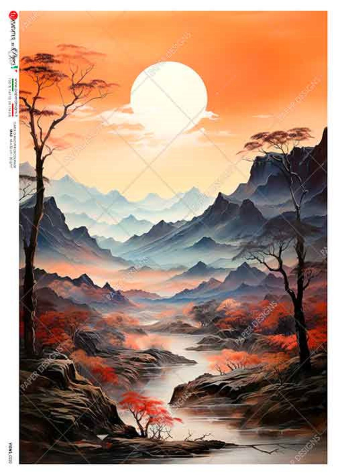 Paper Designs, Rice Paper, Asian Sunrise, Views, Landscape, Sunrise ...