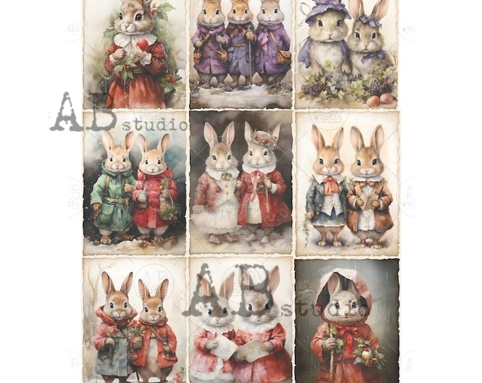 AB Studio, Rice Paper, Holiday, Shabby Chic, Vintage, Dressed, Bunny ...