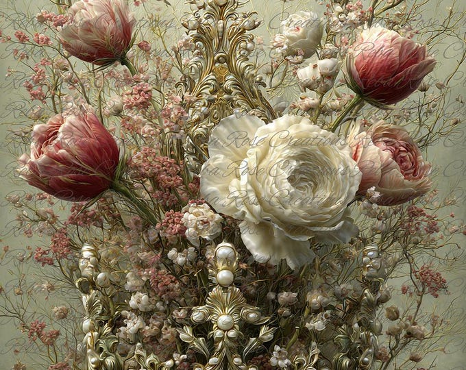 Reba Rose Rice Paper for Decoupage, Crown, Floral, Roses, Once Upon a ...