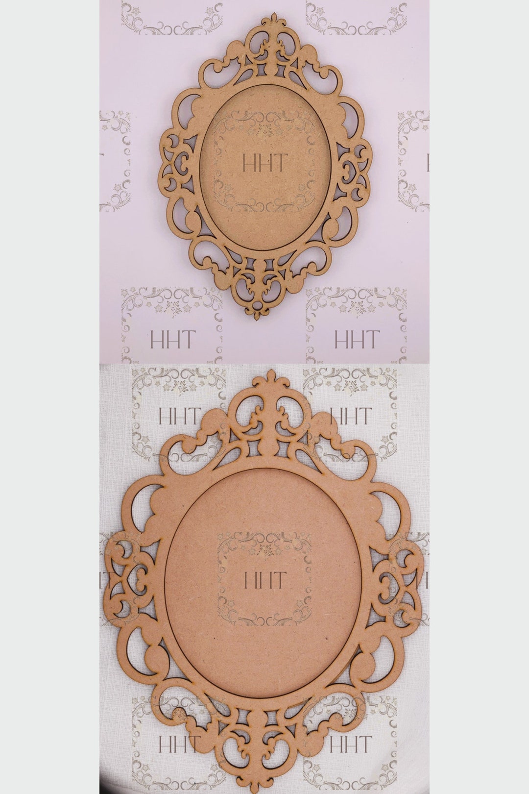 Laser Cut MDF Vintage Style Framed Ornament, Plaque, Blank Base, 2 Pc ...