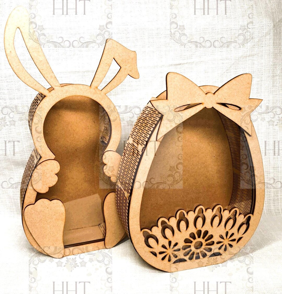 Laser Cut MDF, Easter, Bunny, Egg, Candy Holder, Decoration, Buildable ...