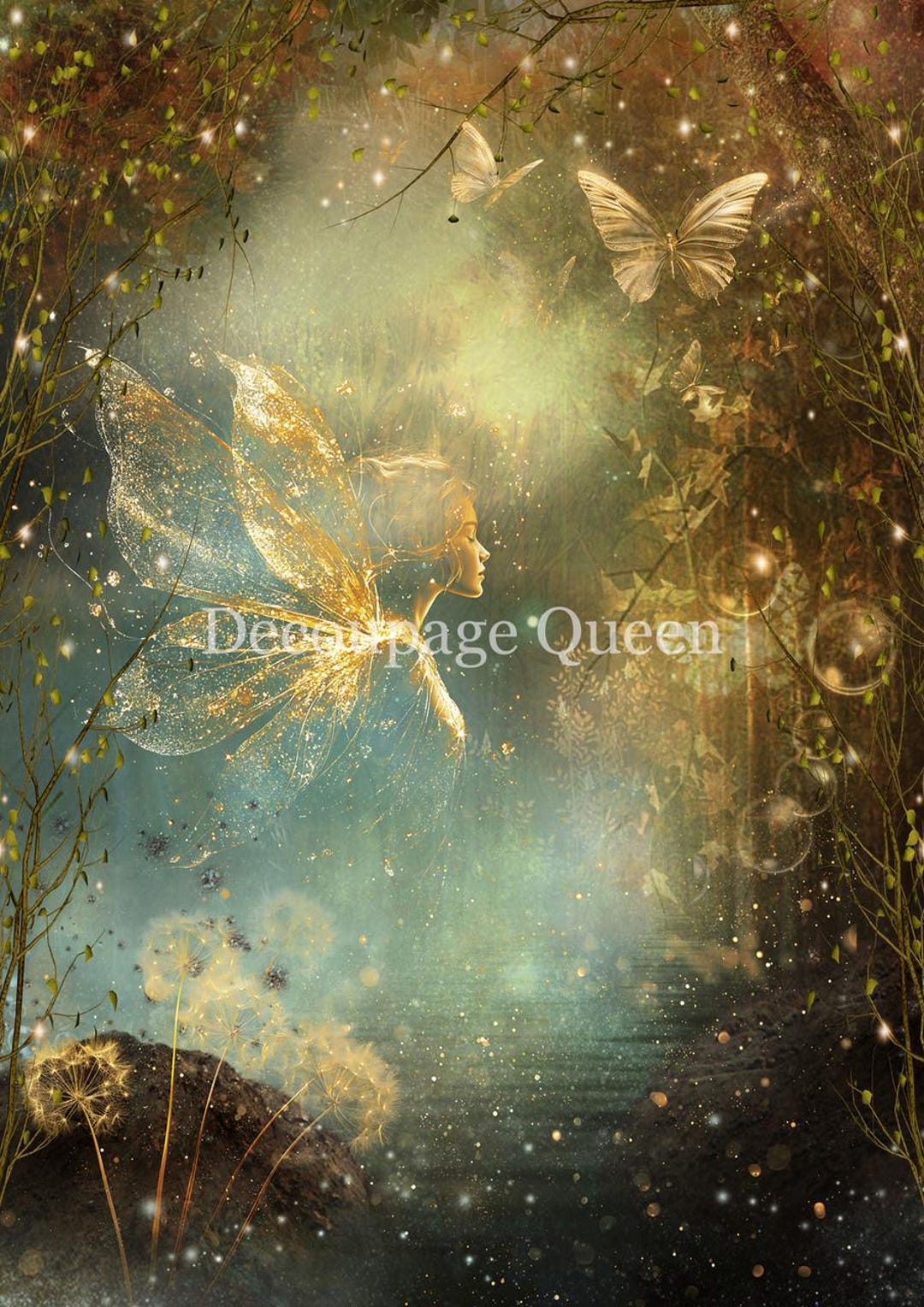 Decoupage Queen, Rice Paper, 2025 Spring, Dandelion, Green, Fantasy ...