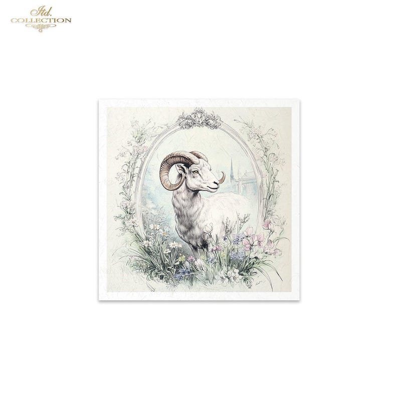 ITD Collection, Rice Paper, Mini Set, Lamb, Goats, Rams, Sheep, Rounds ...