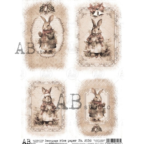 Antique Rabbit Decoupage Paper - Etsy