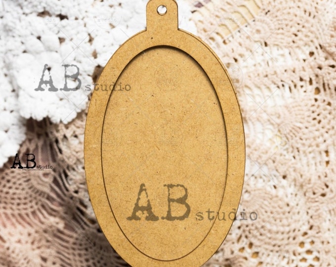 AB Studio Laser Cut HDF, Wood Base With Overlay Ornament Blank 2 Piece ...