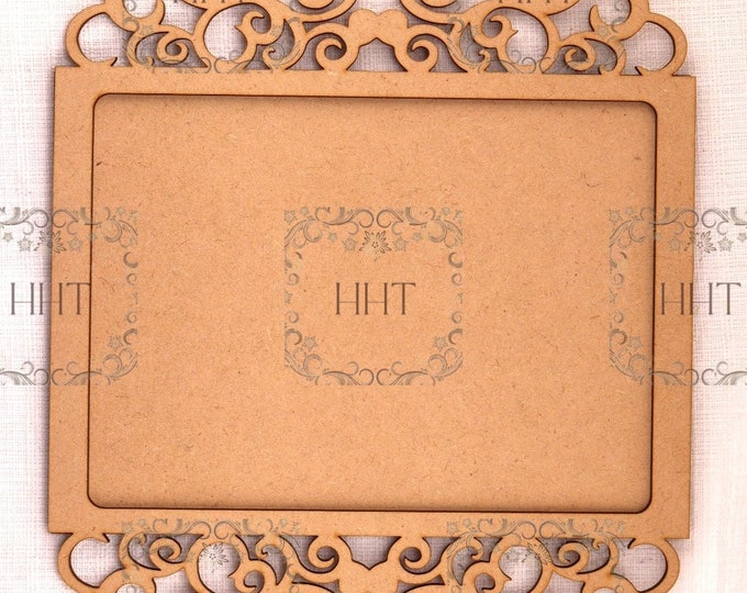 Laser Cut, MDF, Vintage Style, Base, Blank, Overlay Frame, Scrolls ...