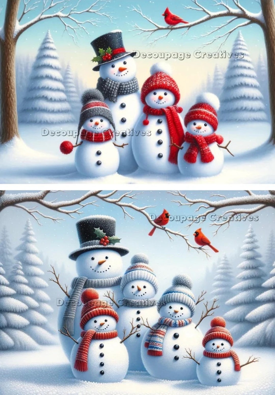 Decoupage Creatives Rice Paper, Snow Family, Winter, Forest, Cardinal ...