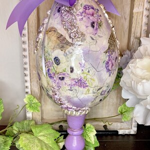 Handcrafted Easter Purple Flowers Egg Table Decoration, Spring Holiday ...