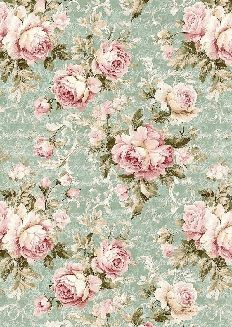 Reba Rose Creations, Rice Paper for Decoupage, Mixed Media, Sage Green ...