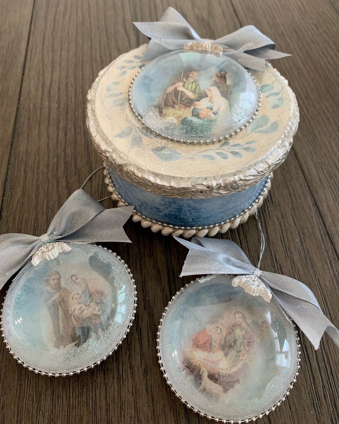 Handcrafted Shabby Chic Vintage Style Mixed Media Box Nativity ...